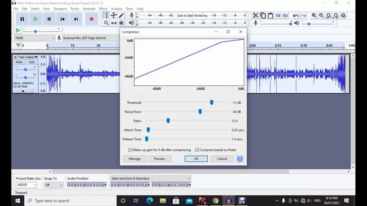 How to use "COMPRESSOR" in Audacity. - YouTube