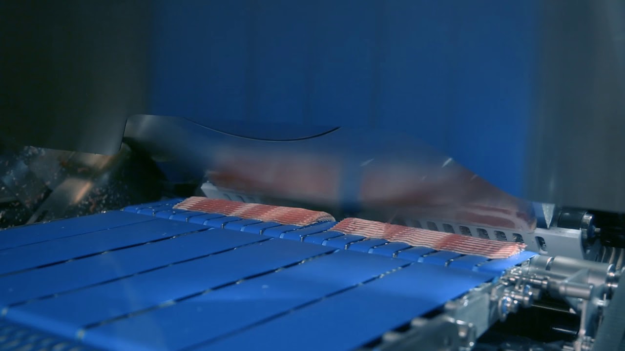 High speed twin lane bacon slicing line – TS750 - YouTube