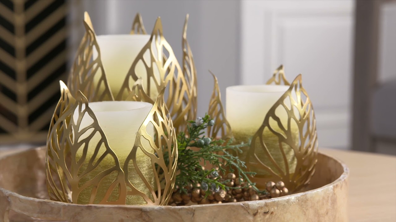 Alison Cork Metallic Candle Holders with Flameless Candle Set of 3 ...