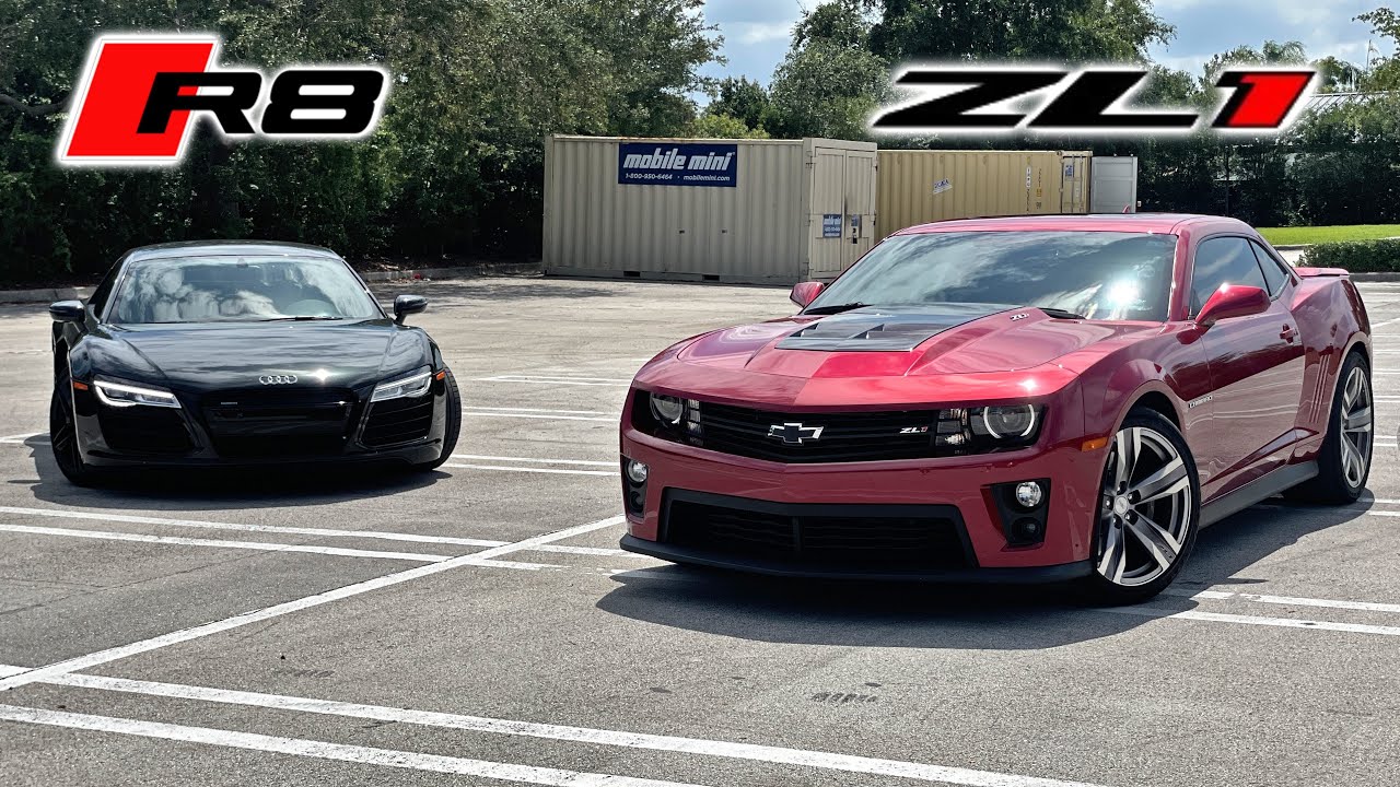 Camaro ZL1 (V8) vs. Audi R8 (V10) - REV OFF! Who sounds BETTER? - YouTube