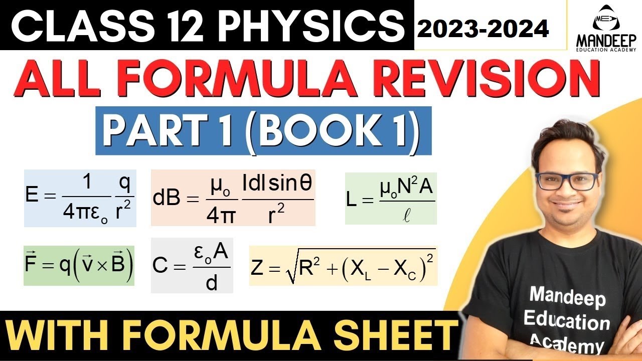 Class 12 Physics Formulas Part 1 | Free Formula Sheet PDF | CBSE Board ...