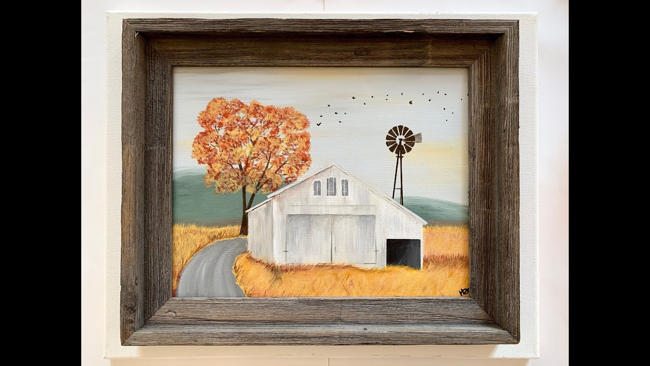 How I Painted A Fall Barn - Acrylic Painting - YouTube