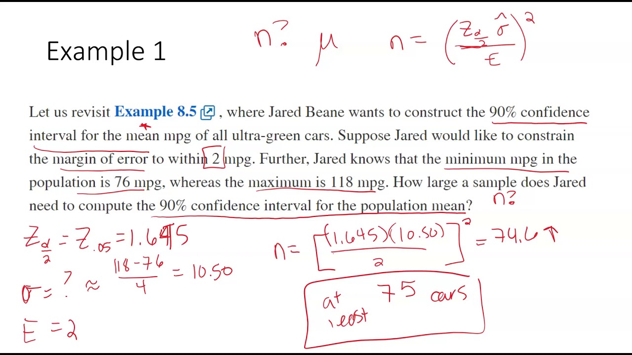 Selecting the Required Sample Size (8.4) - YouTube
