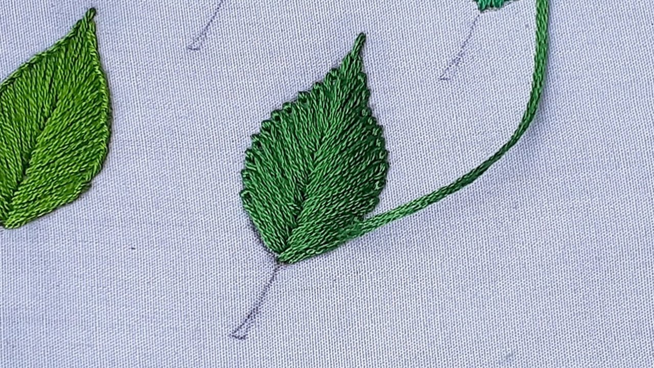 Hand embroidery | 7 leaf embroidery stitch styles - YouTube