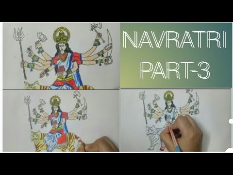 Maa Chandraghanta drawing // NAVRATRI PART-3//CRAZY ARTSY - YouTube