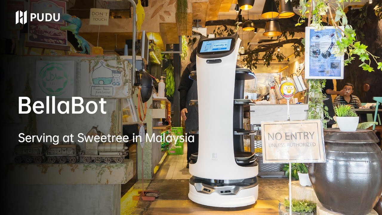 BellaBot serves at Sweetree in Malaysia | Pudu Robotics - YouTube