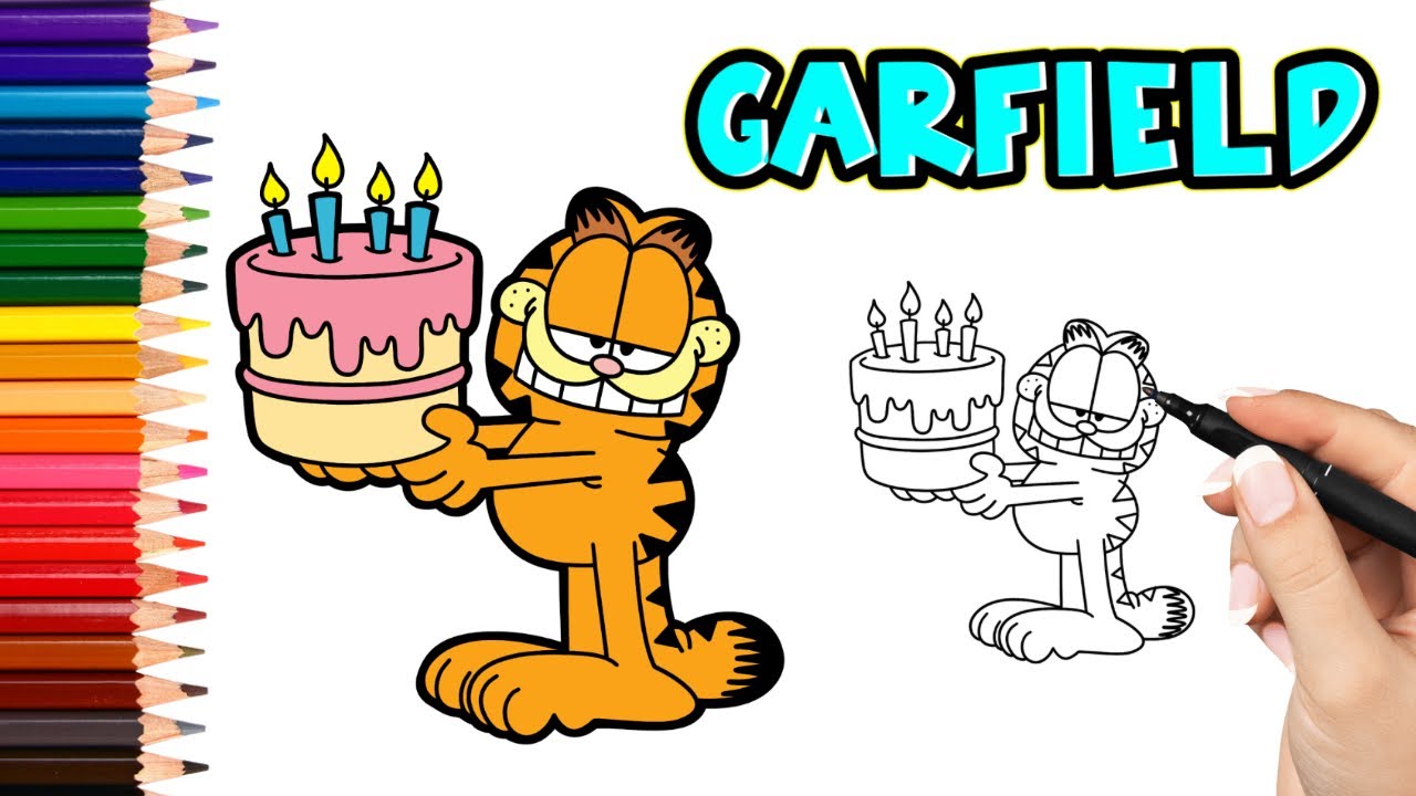 How to draw this amazing picture of Garfield birthday - YouTube