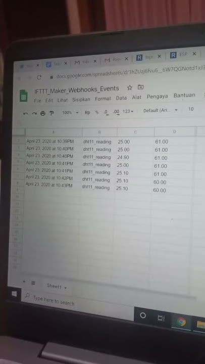 Data Logging dengan Menggunakan ESP32 DevKit dan Sensor DHT11 ke dalam Spreadsheet - YouTube