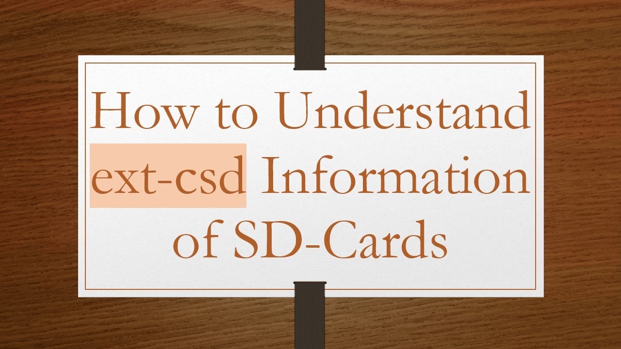 How to Understand ext-csd Information of SD-Cards - YouTube