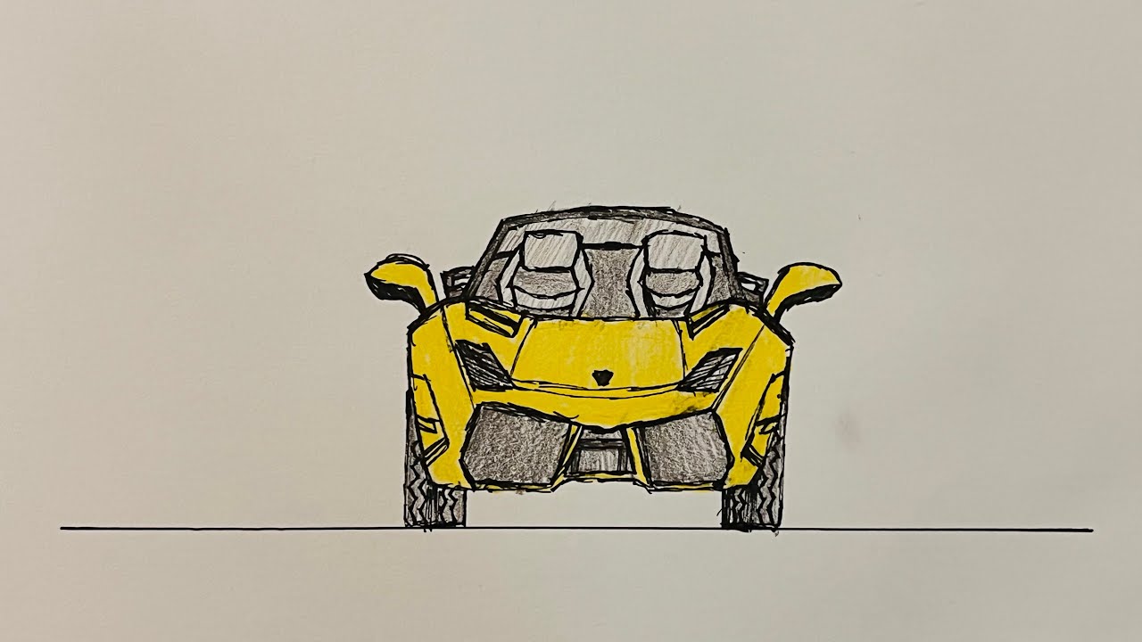 How to draw a sports car from a front view | Easy - YouTube