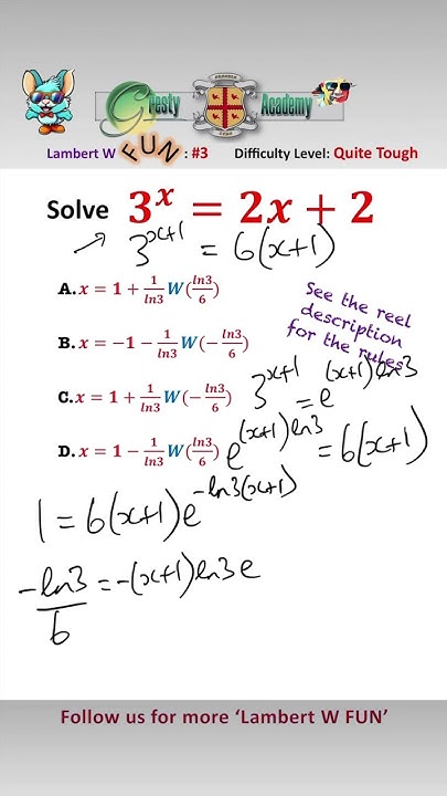 Can You Use the Lambert W Function to Solve this Equation? #mathsshorts #lambertwfunction - YouTube