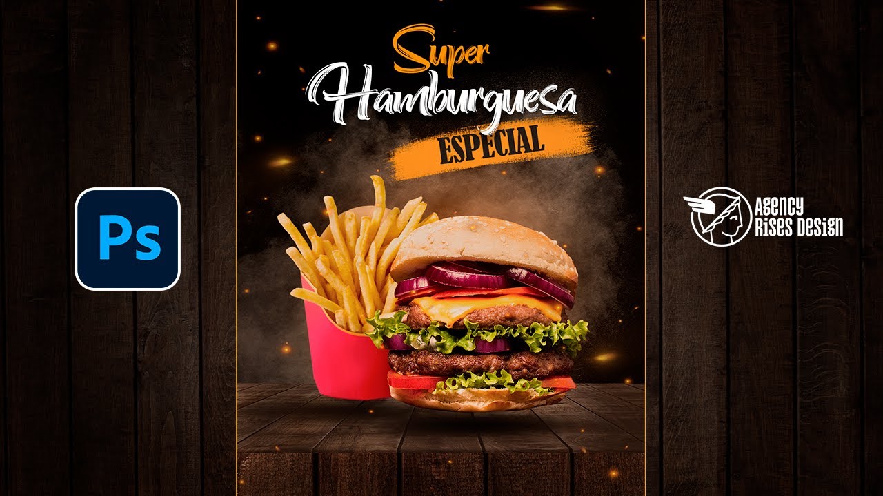 Poster Anuncio Hamburguesa En Photoshop Photoshop Redessociales