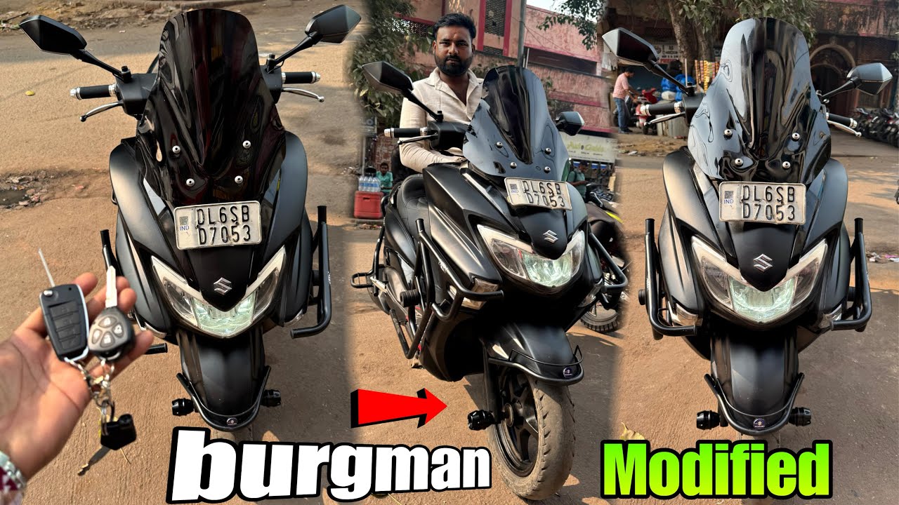 Burgman Modified | burgman restoration | burgman crash guard 😱 - YouTube