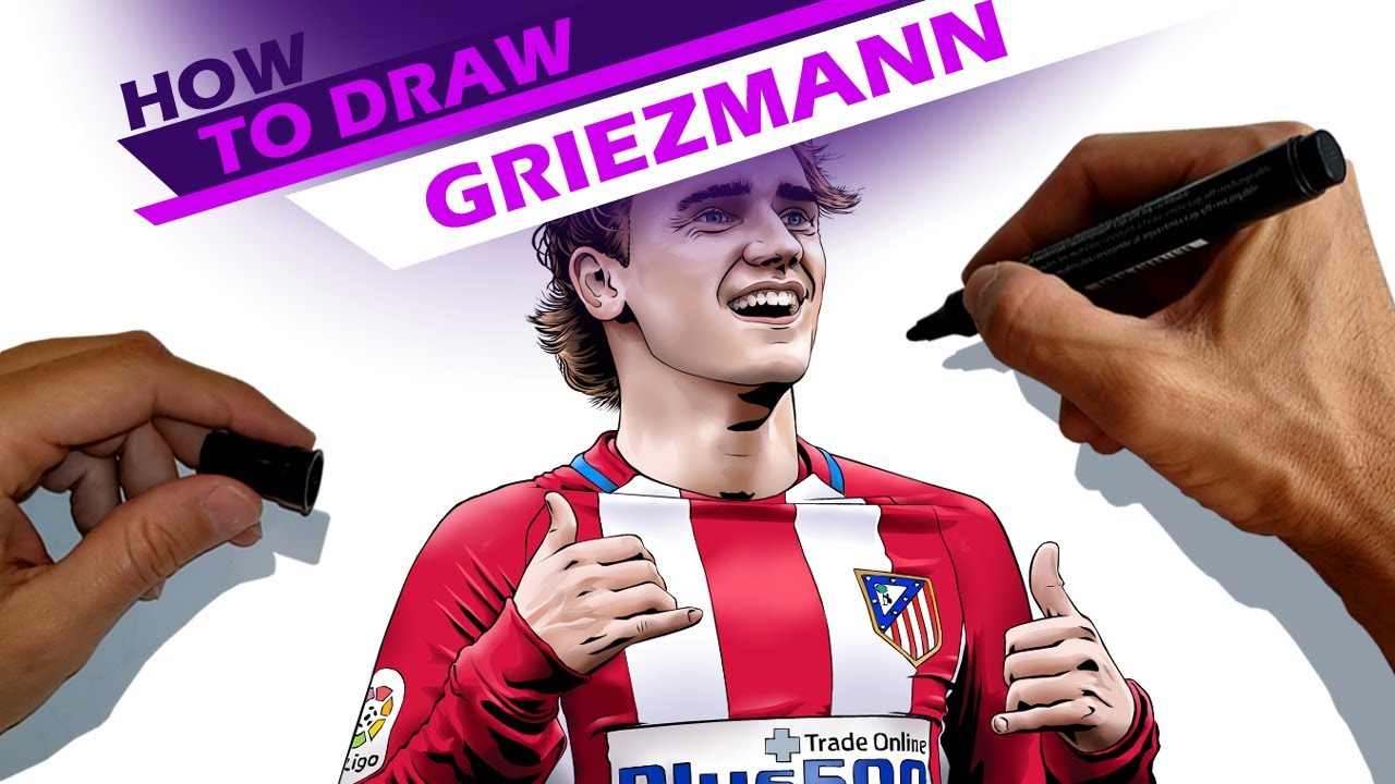 Antoine Griezmann, Atlético Madrid player - How to draw - YouTube