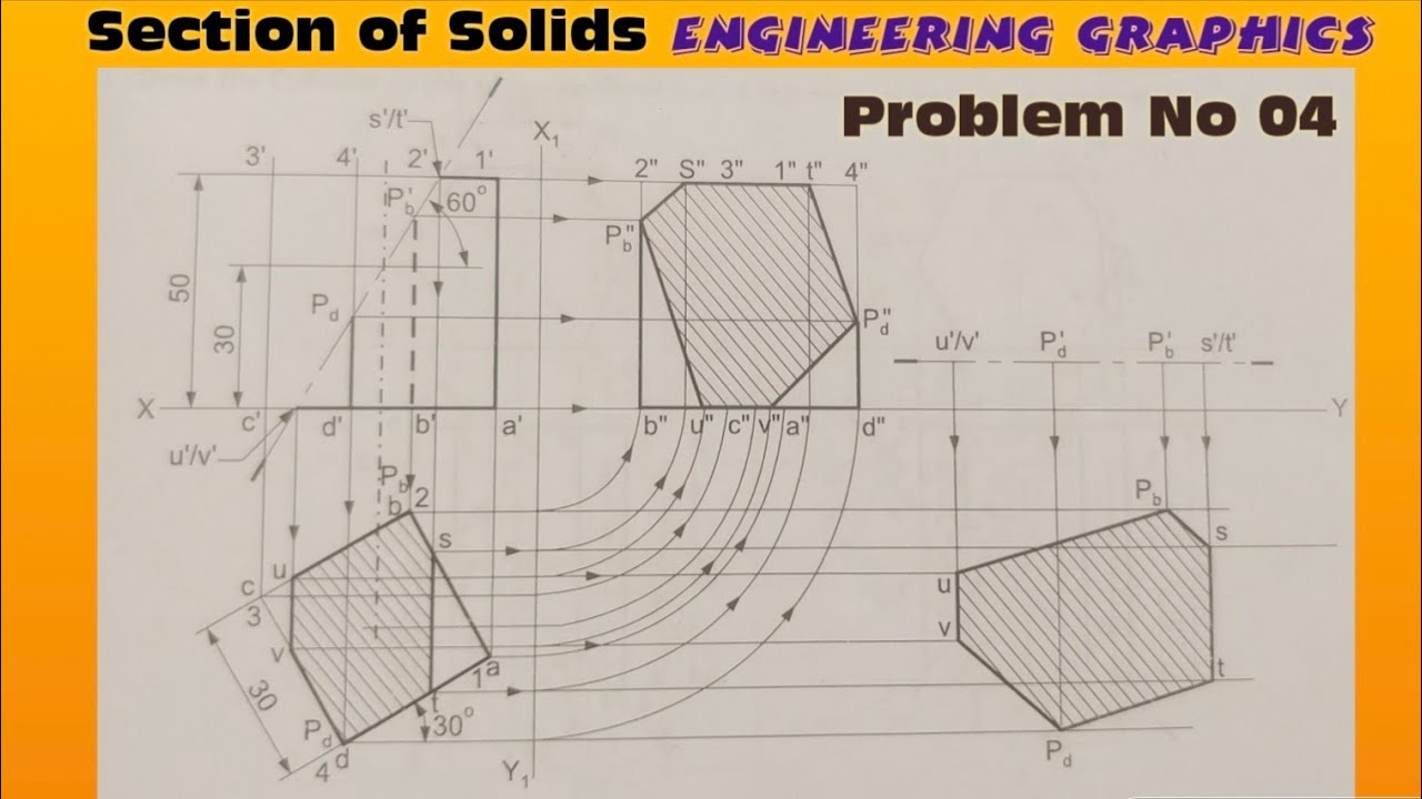 Section of Solids/Problem No 04/Engineering Graphics/Engineering Drawing in Hindi - YouTube
