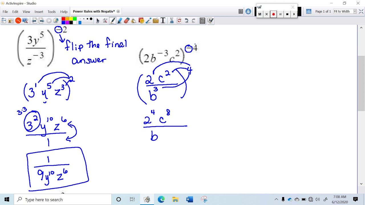 Power Rules with Negative Exponents - YouTube