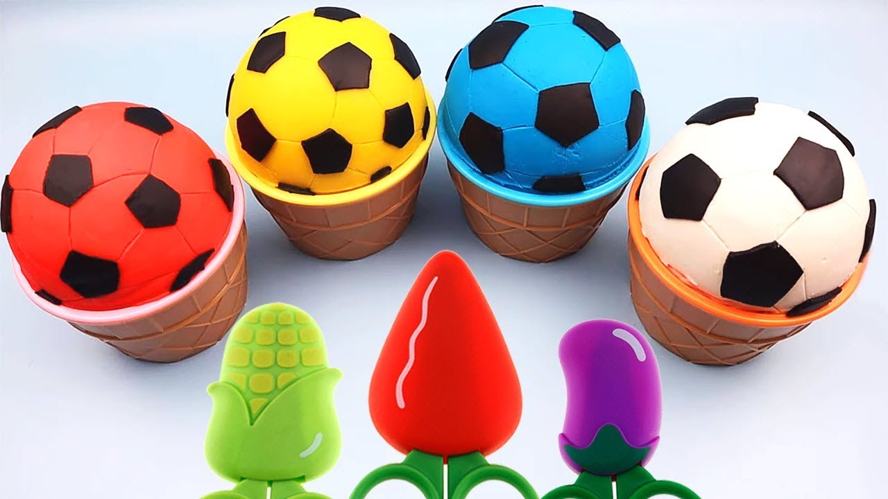 Learn Colors with 4 Play Doh in Soccer Ball Cups | Paw Patrol Peppa Pig ...