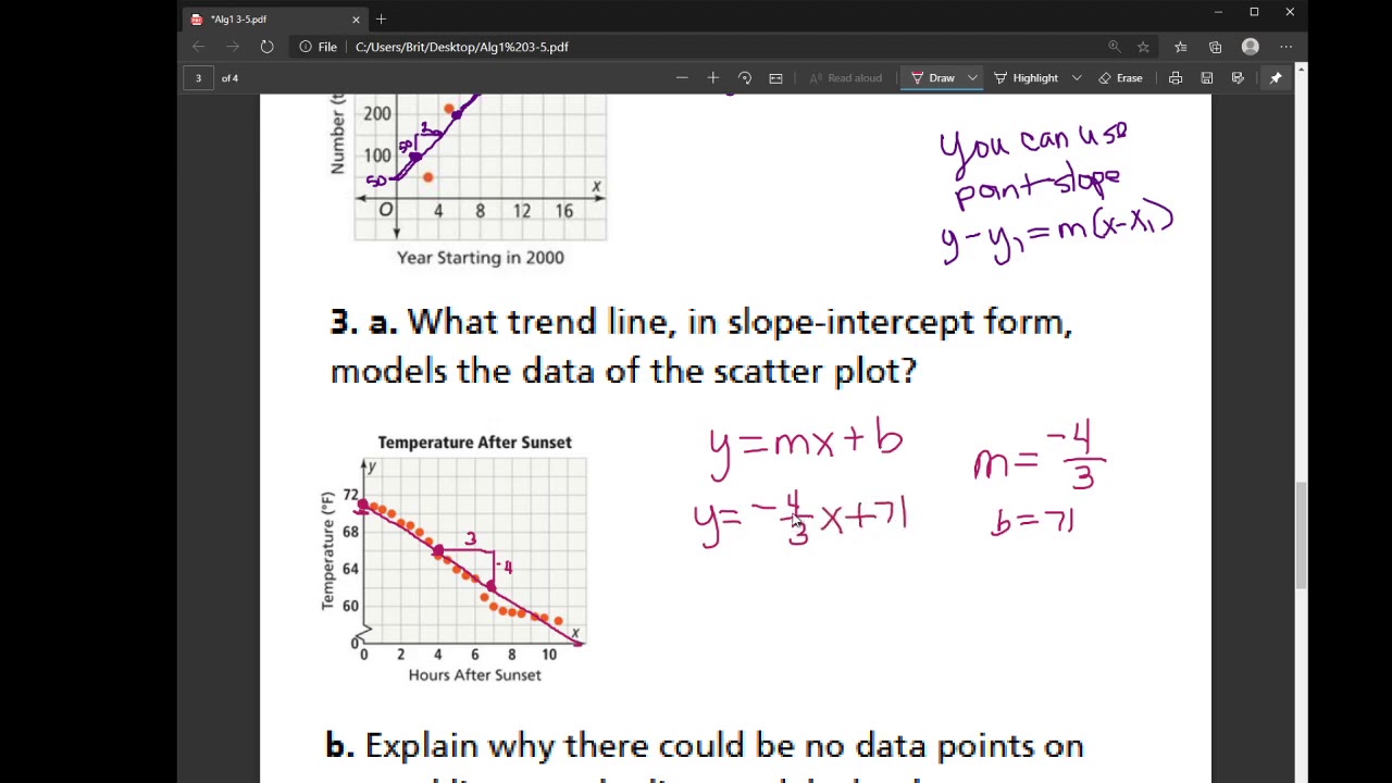 Write the Equation of a Trend Line - YouTube