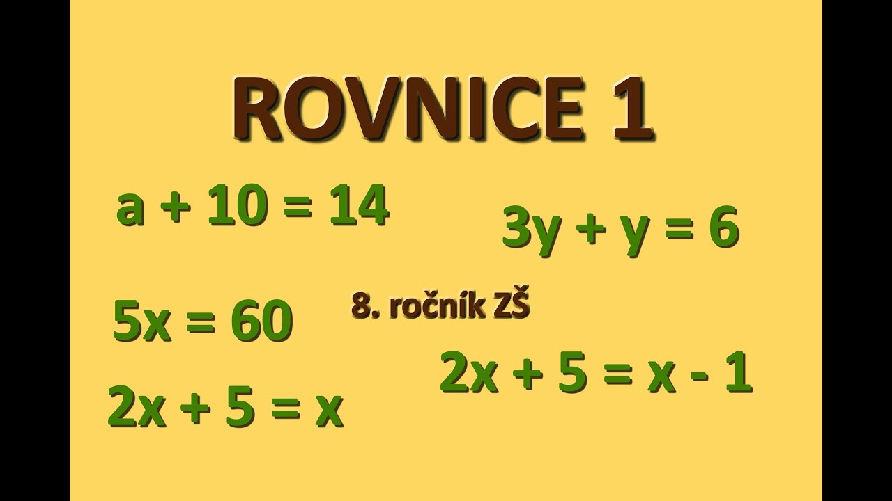 Rovnice 1 - základní úpravy - YouTube