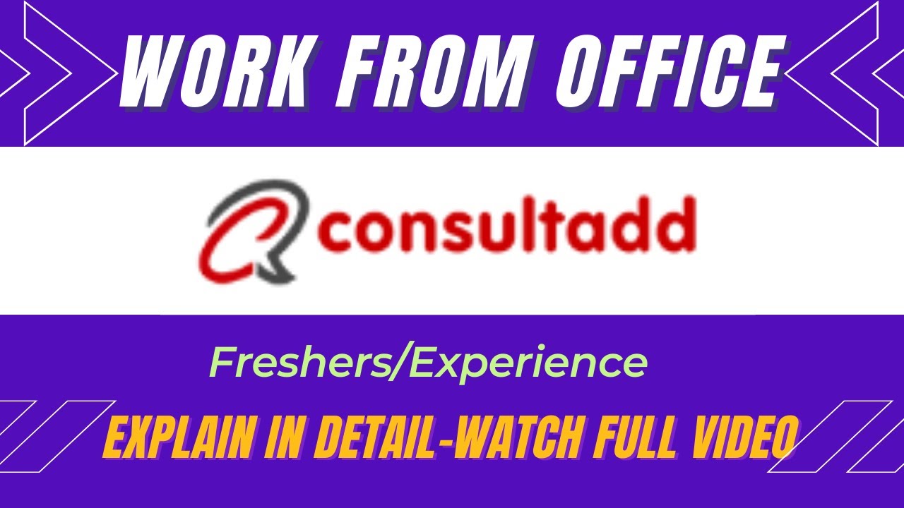ConsultAdd is Hiring| Work From Office Jobs For Freshers | Latest Jobs ...