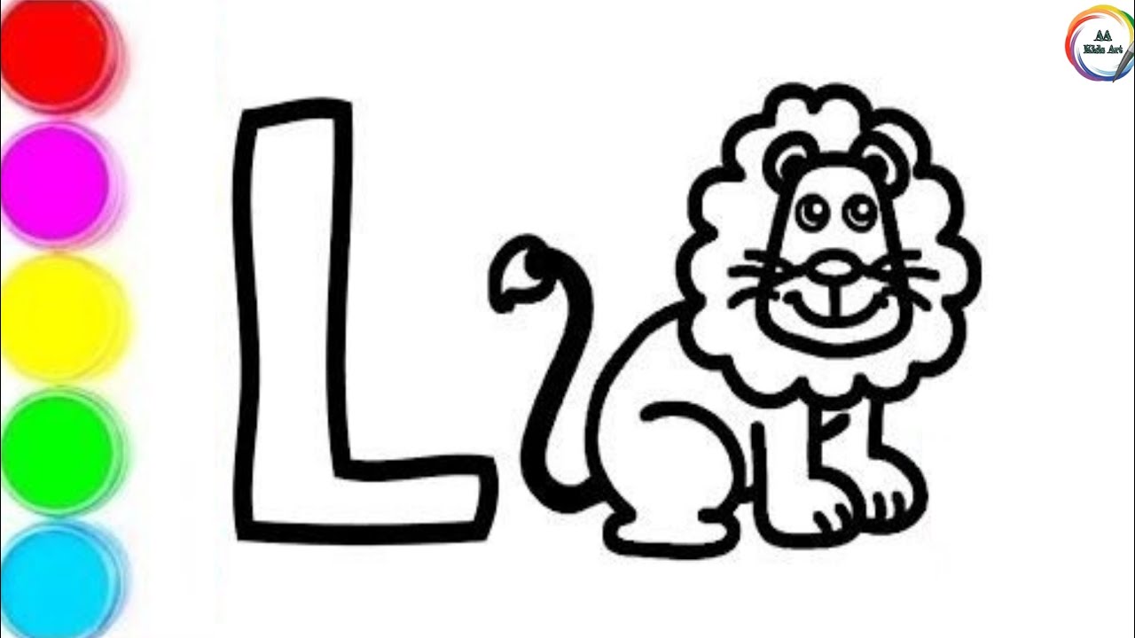 L for Lion 🦁 Drawing for Kids and Toddlers | How to Draw Lion Drawing ...