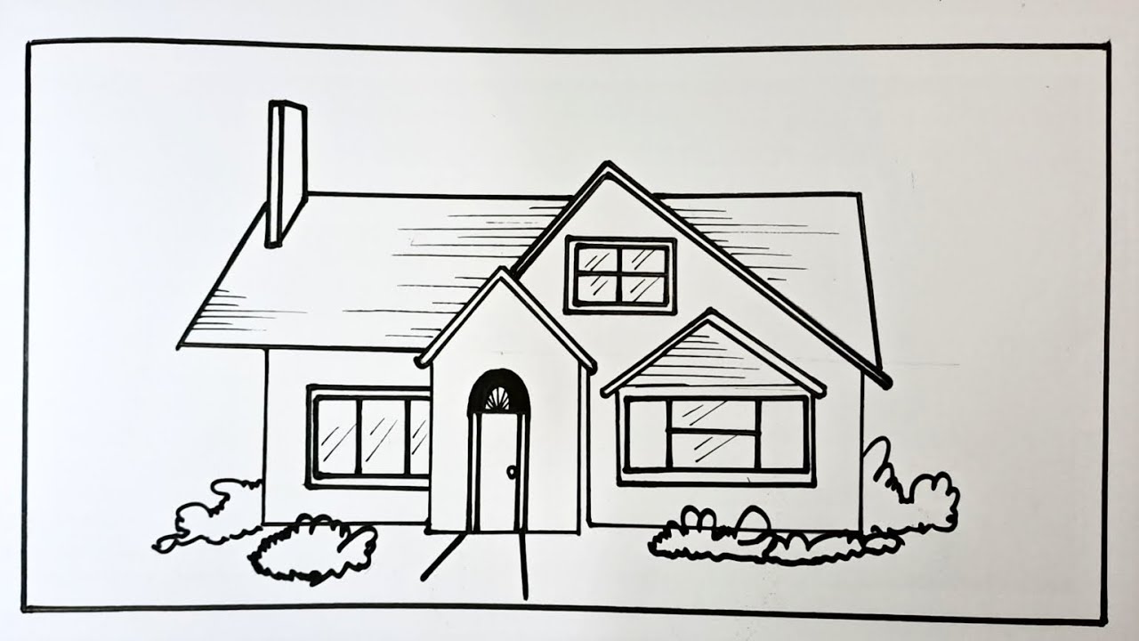 Easy House Drawing | How to Draw a House | Easy House Drawing Step by ...