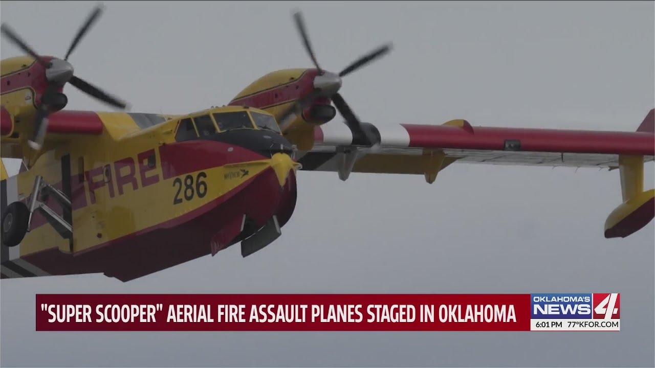"Super Scooper" aerial fire assault planes staged in Oklahoma - YouTube