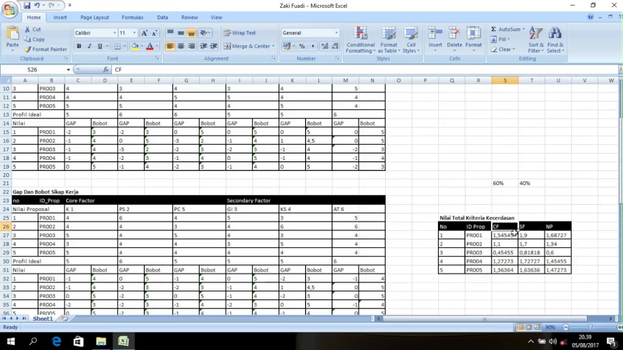 Cara Membuat Metode Profile Matching Menggunakan Microsoft Excel - YouTube