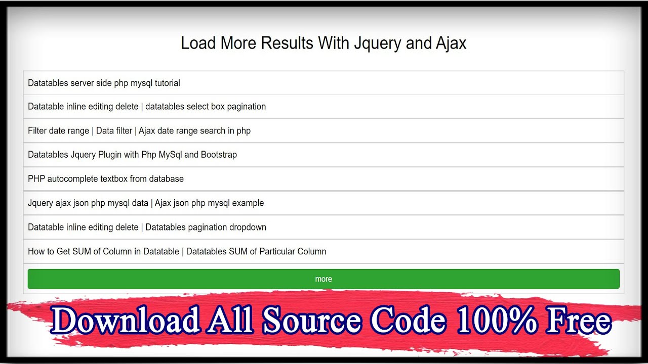 Load More Results With Jquery And Ajax Code Hunter Youtube