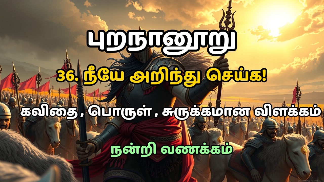 புறநானூறு - 36: நீயே அறிந்து செய்க | ஆலத்தூர் கிழார் பாடல் விளக்கம் ...