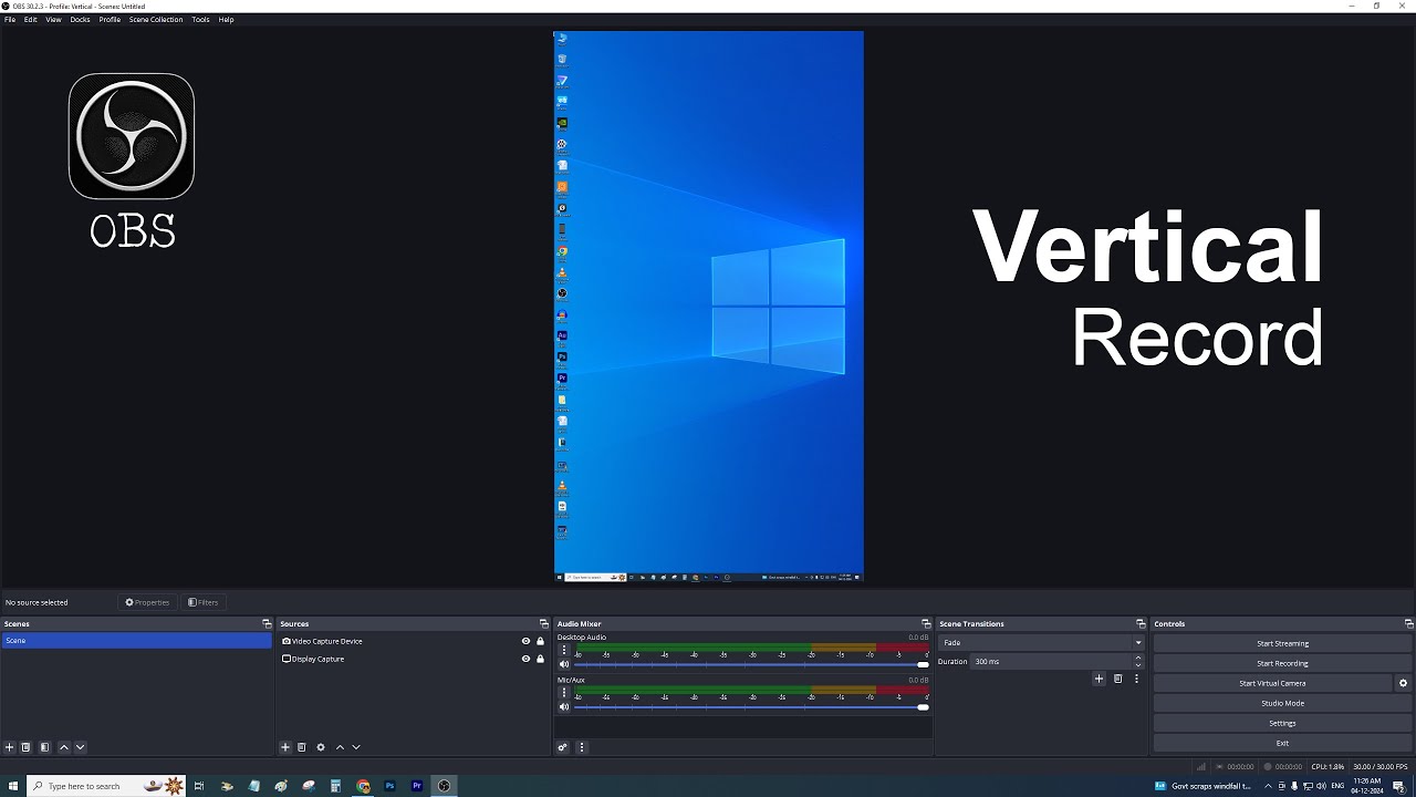 How to Record Vertical for Shorts or Reels | OBS Studio Settings #208 ...