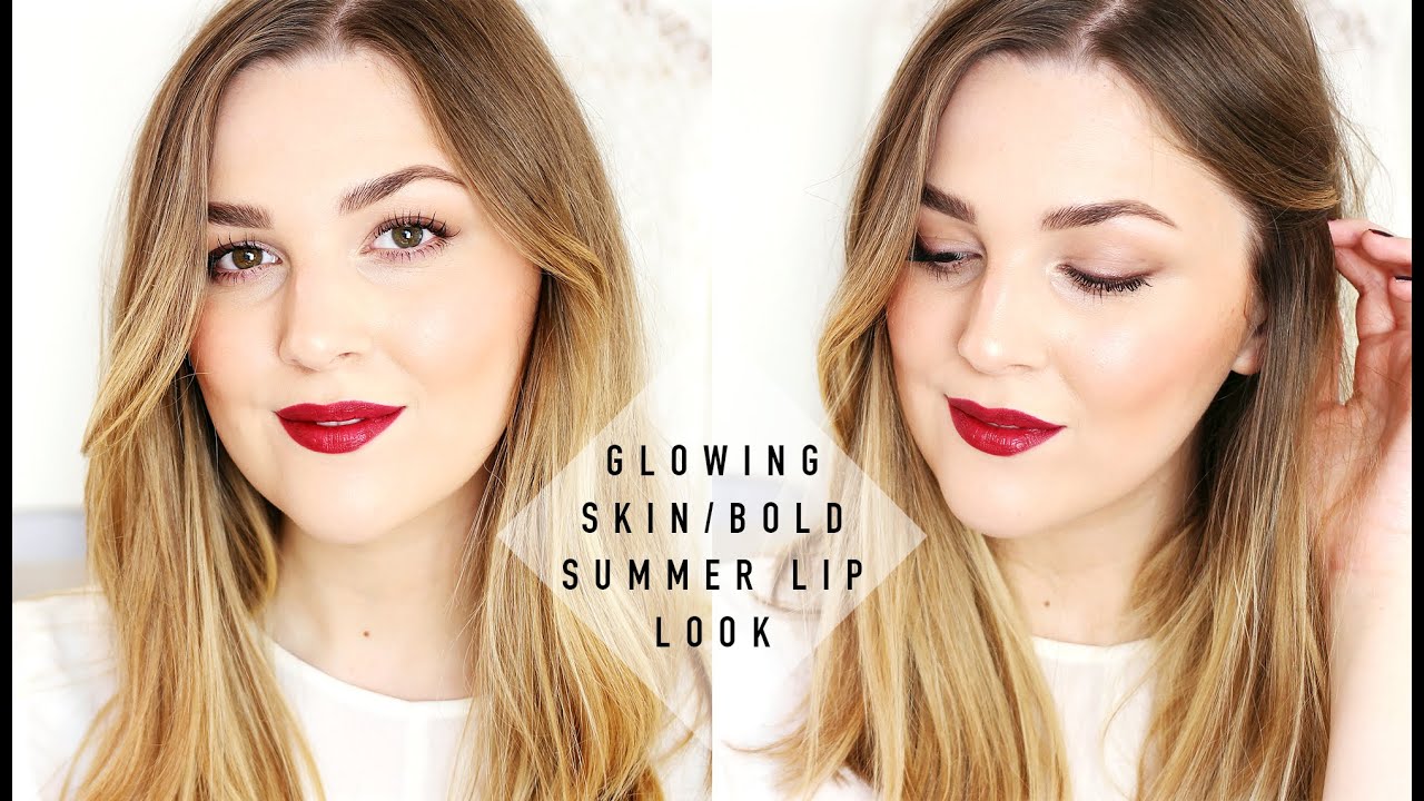 Glowing Skin / Bold Summer Lip Look | I Covet Thee - YouTube