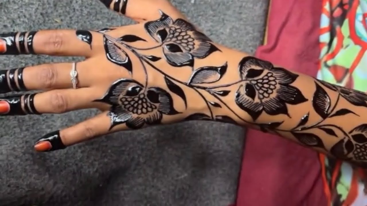 Black henna design - YouTube