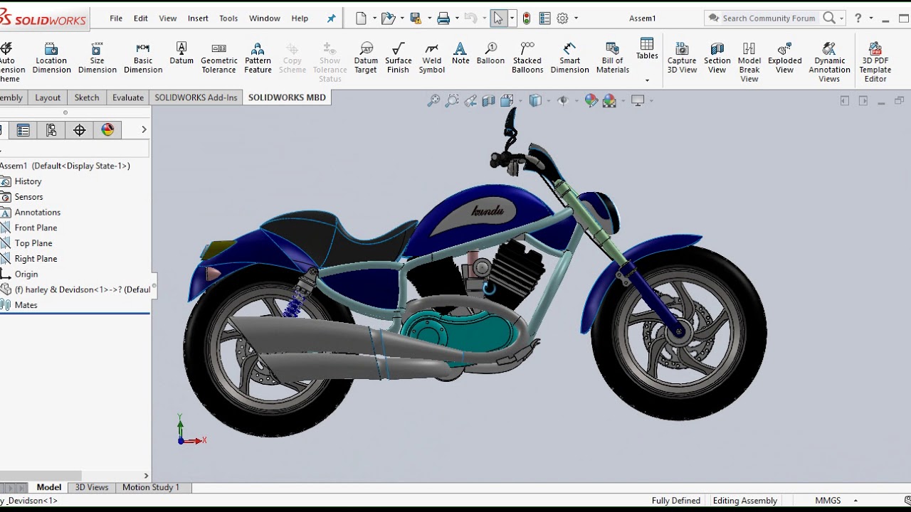 motorbike solidworks modeling - YouTube