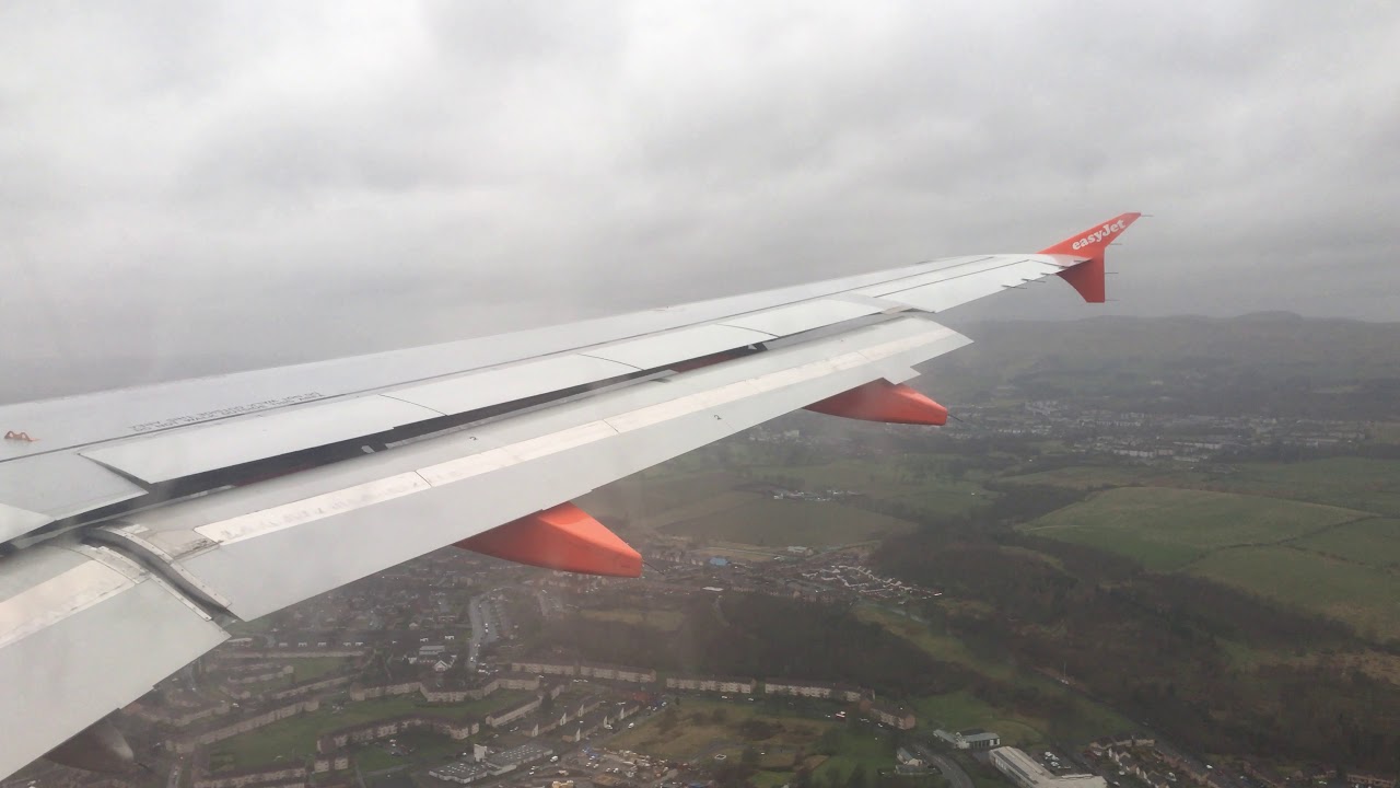 easyJet A319-111 Landing Glasgow Airport: Bumpy Flap 3 Approach - YouTube