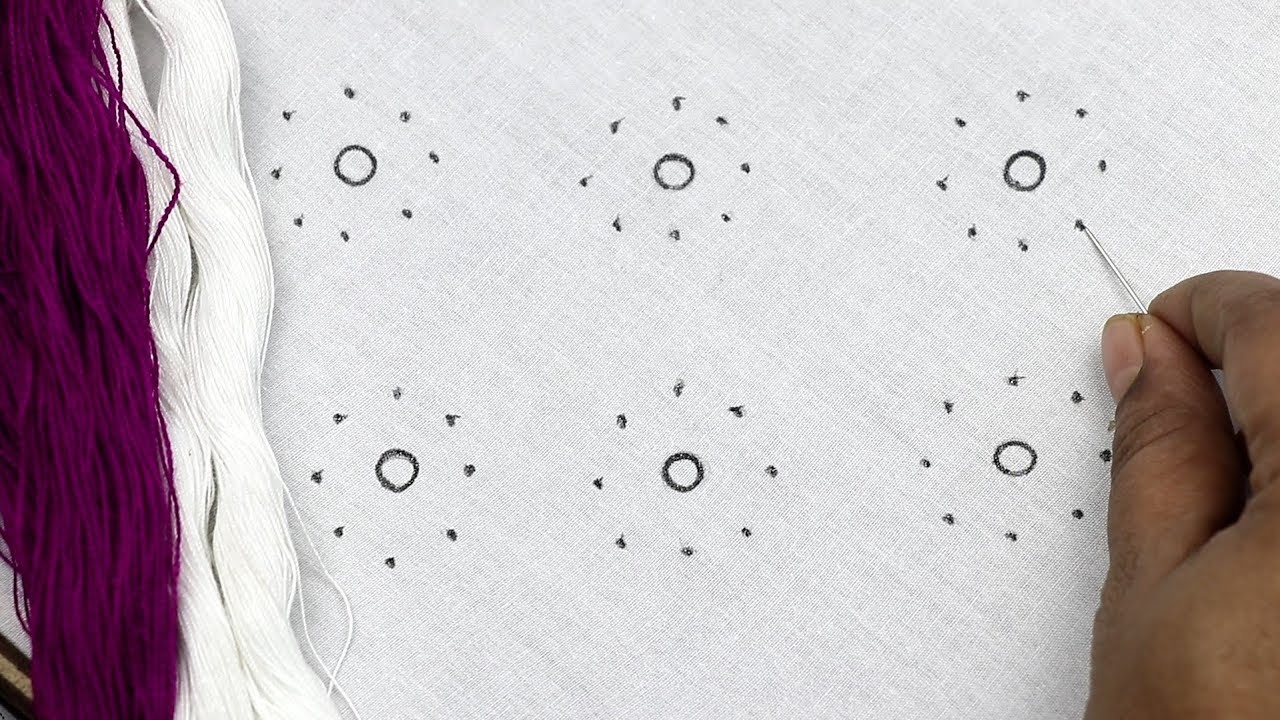 Simple All Over Design for Dress / Kurti (Hand Embroidery Work) - YouTube