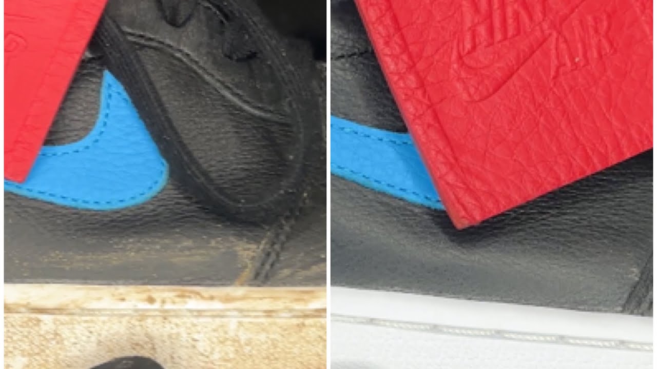 ( NO WASHER OR PAINT)How to clean the stitching on your Jordan 1 mid ...