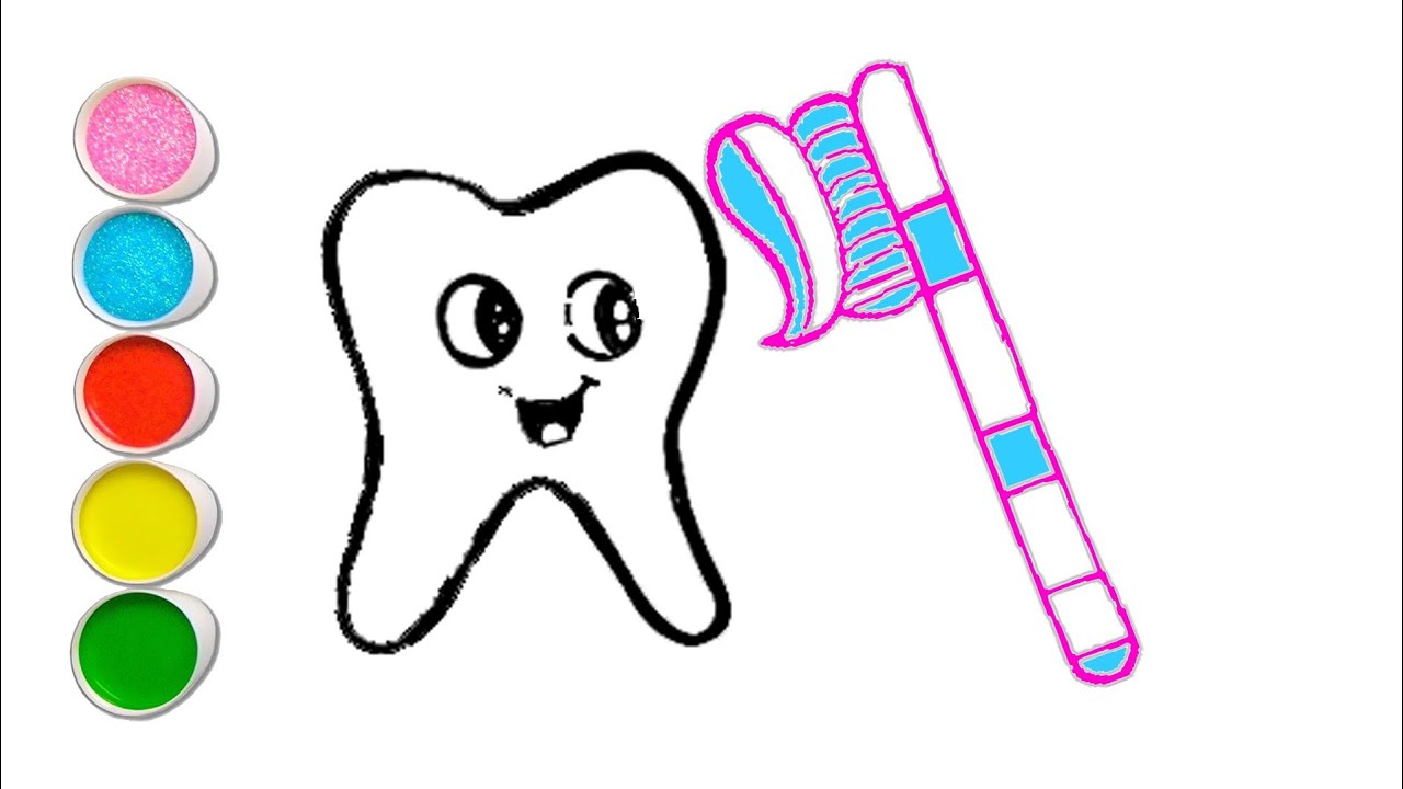 How To Draw ToothBrush& Teeth -Lets Drawing, Painting Toothbrush Easily ...