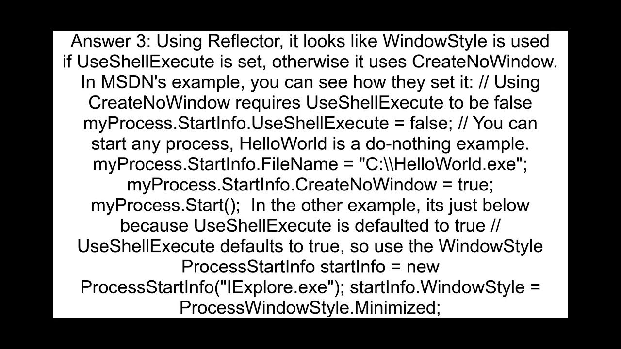 NET - WindowStyle hidden vs CreateNoWindow true - YouTube