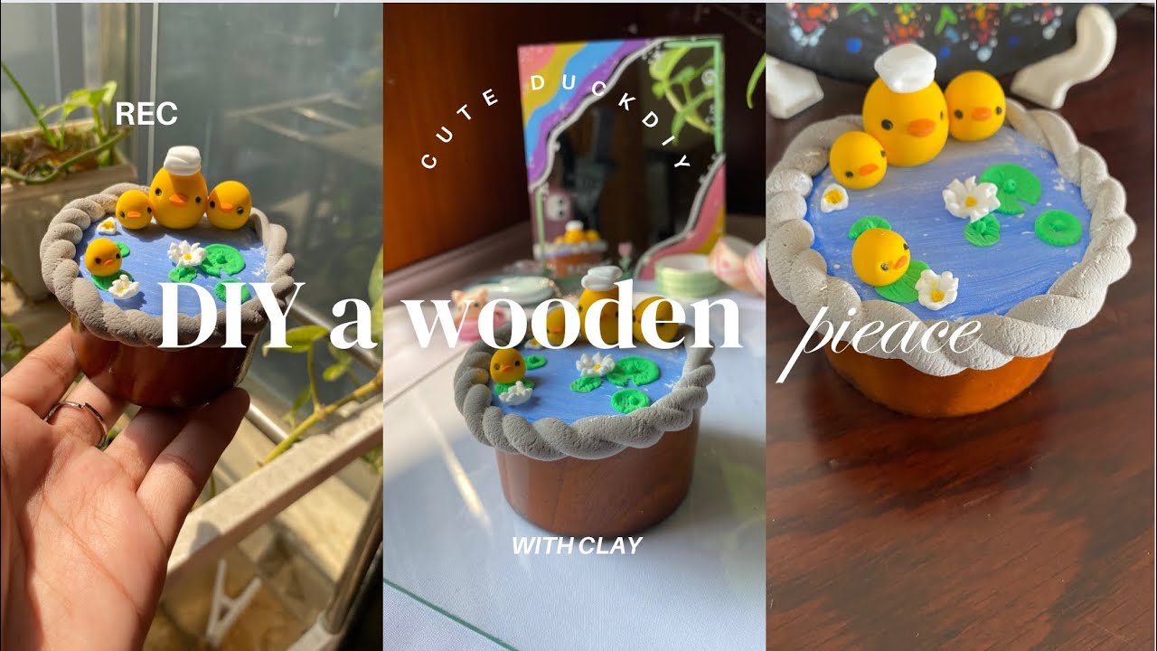 Customising a wooden piece with clay |clay diy | #art #clayart #craft # ...