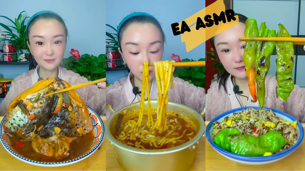 Eating fish head crucial carp, big bowl of noodle 🤣 and Fried rice with ...