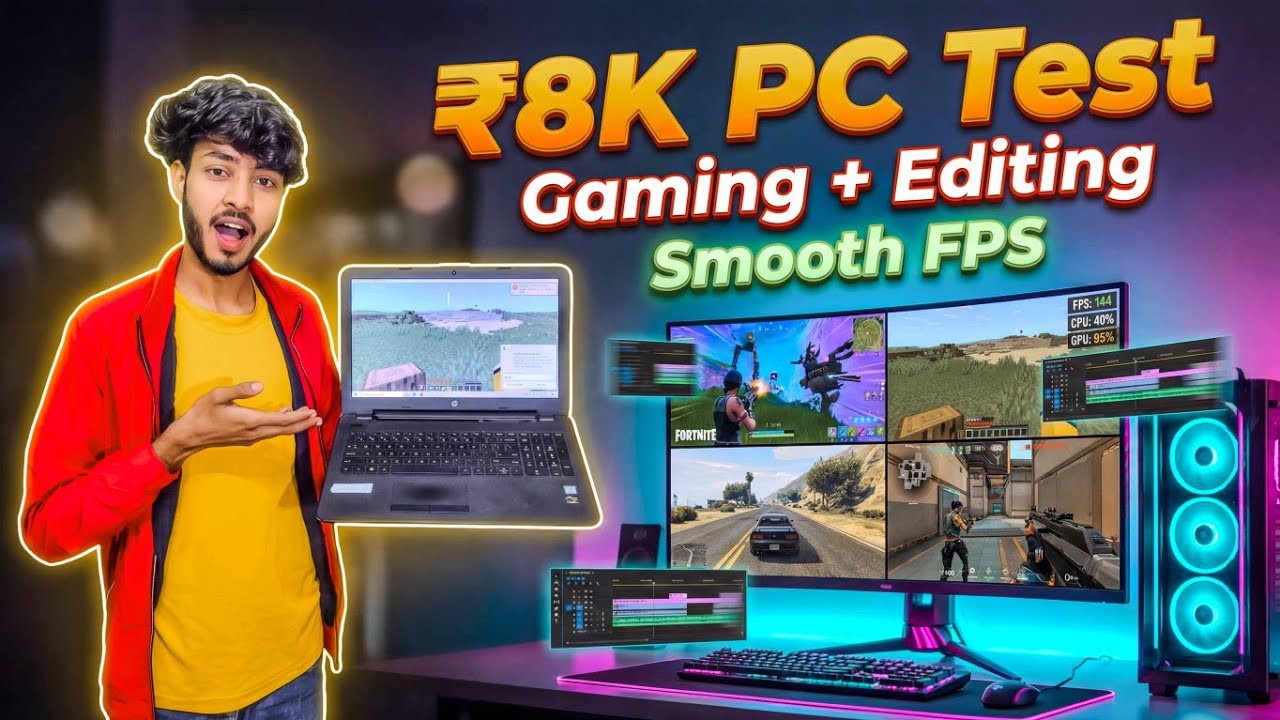 ₹8K Full Pc Build With Monitor Gaming Test 🔥 Without GPU 65+ FPS - YouTube