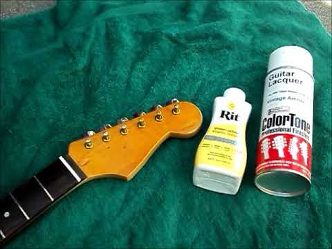 Stratocaster Neck yellow amber finish the easy way - YouTube