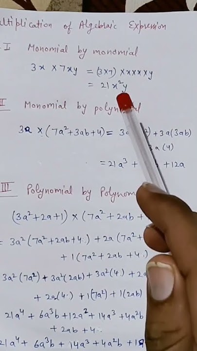 Multiply monomial by polynomial #maths #algebraicexpressions #monomials ...
