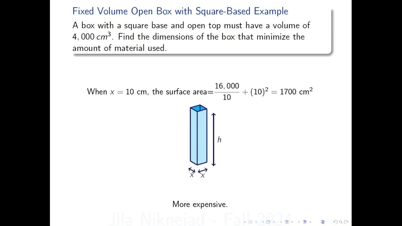 Open Box optimization Problem Precalculus and Calculus I Made with ...