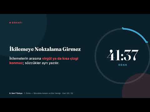 6. Sınıf Türkçe — 1. Ünite: Sözcükte Anlam ve Söz Varlığı | Sessiz Pomodoro 50/10
