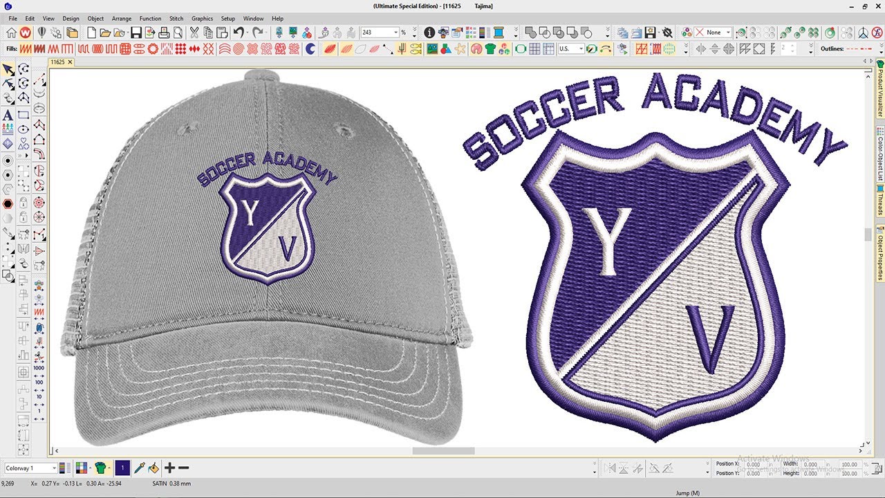 Soccer Academy Embroidery logo for Cap - YouTube