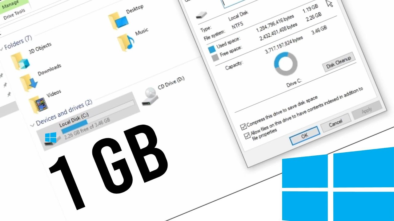 1 GB Windows 10 | 15 GB Bloatware Removed From Windows 10 | Windows 10 ...