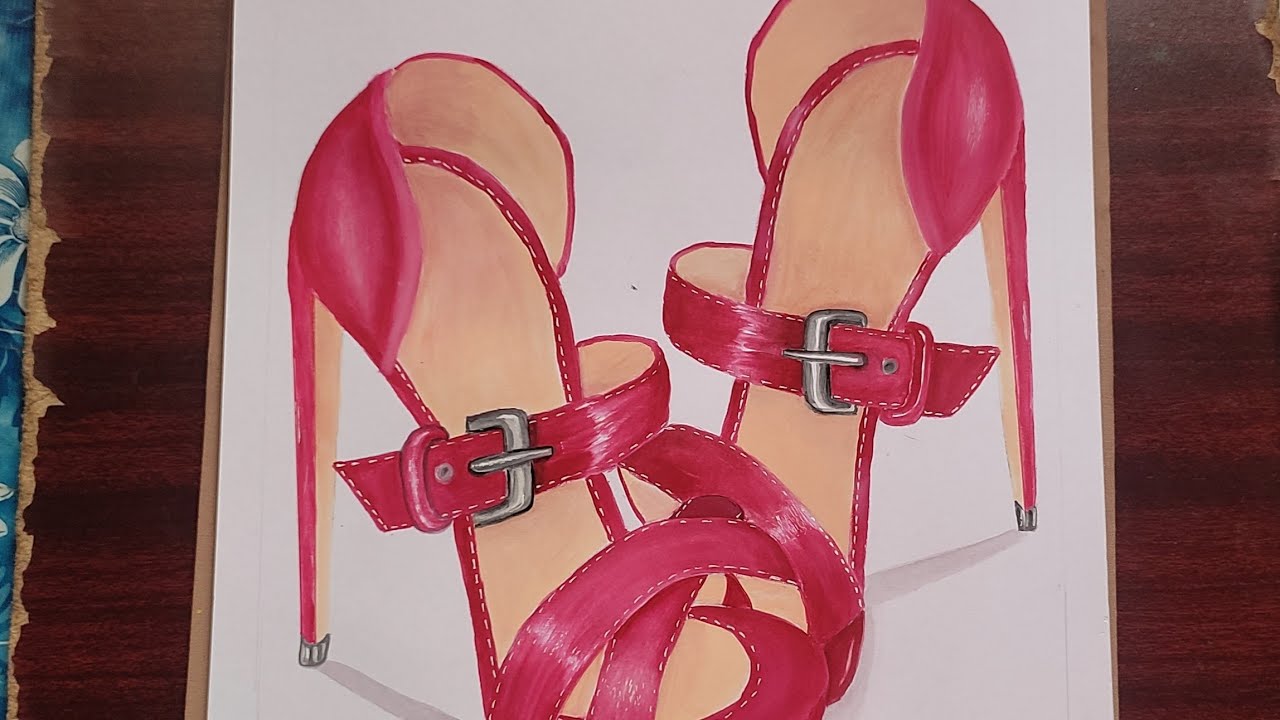 How to draw sandals|object drawing|still life drawing|water colour ...