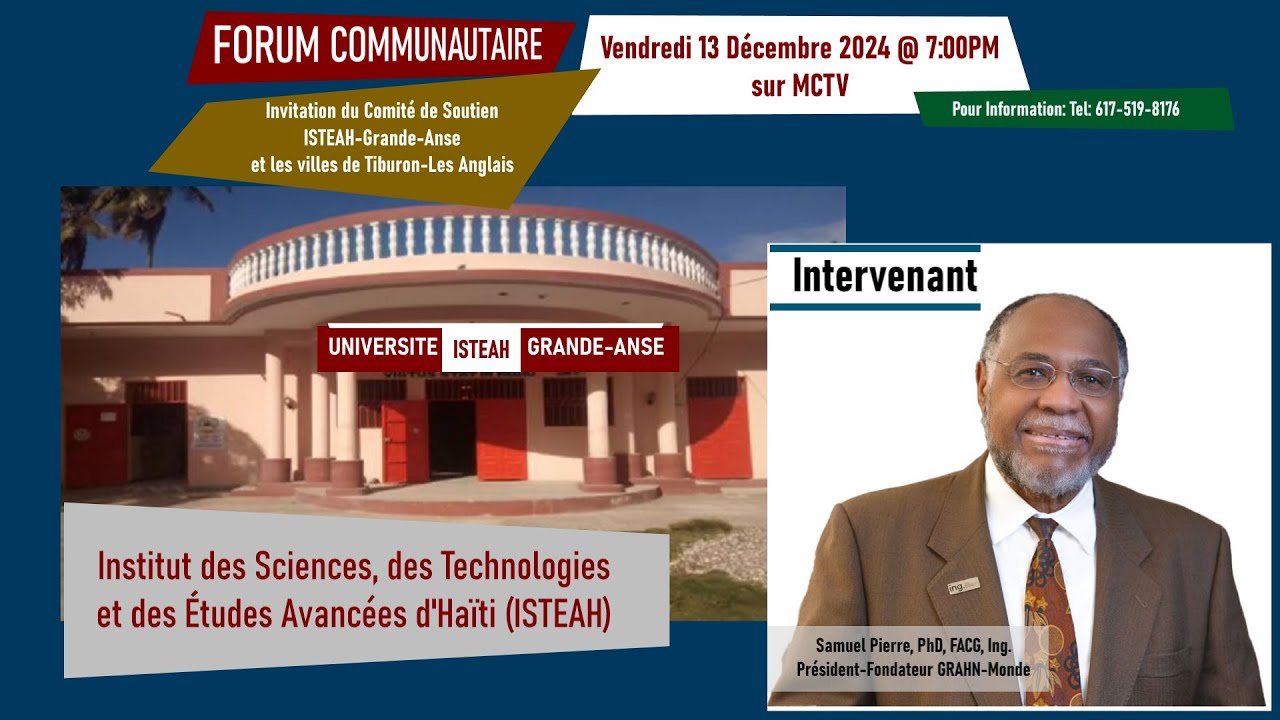 FORUM COMMUNAUTAIRE SUR L'ISTEAH DANS LA GRANDE-ANSE VENDREDI 13 ...